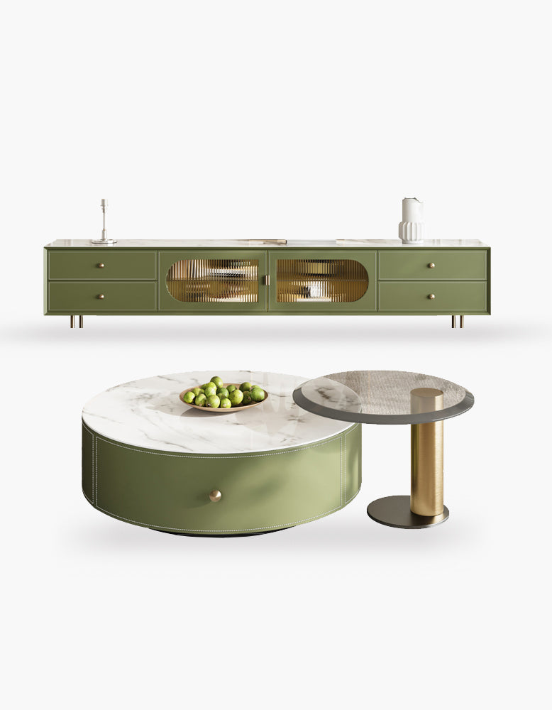 Space-Saving Green Oak TV Stand with Fireplace Feature small tv stand ...