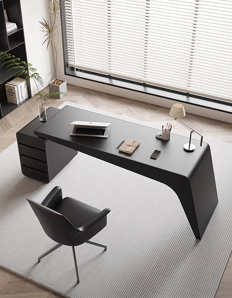 Compact Hargrove Office Reception Desk With Drawers in Khaki & Black ...