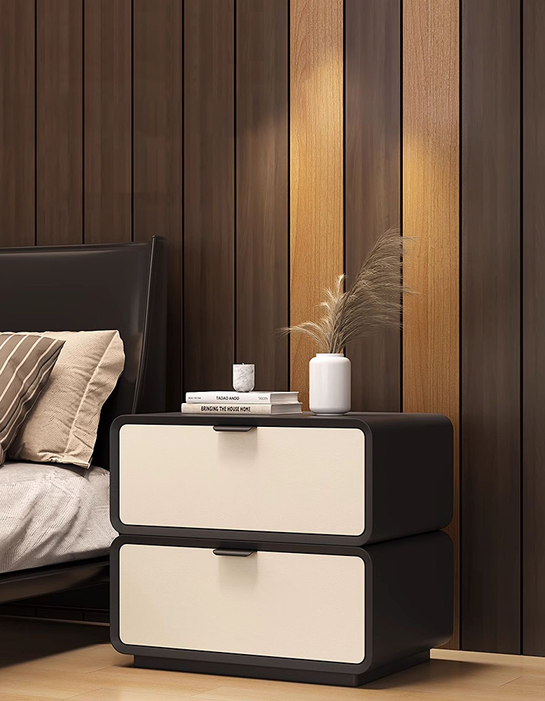 Adonis Bedside Table, Black & Cream – DC Concept