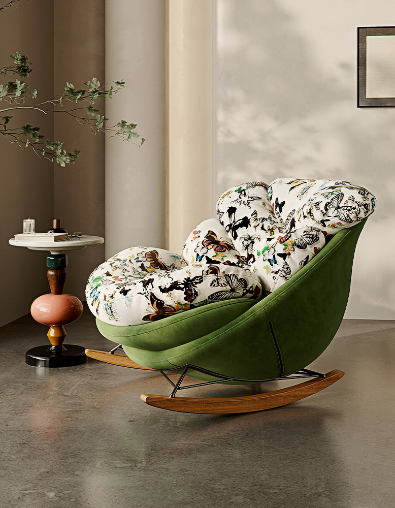 Eowyn Lounge Rocking Armchair, Butterfly Print – DC Concept