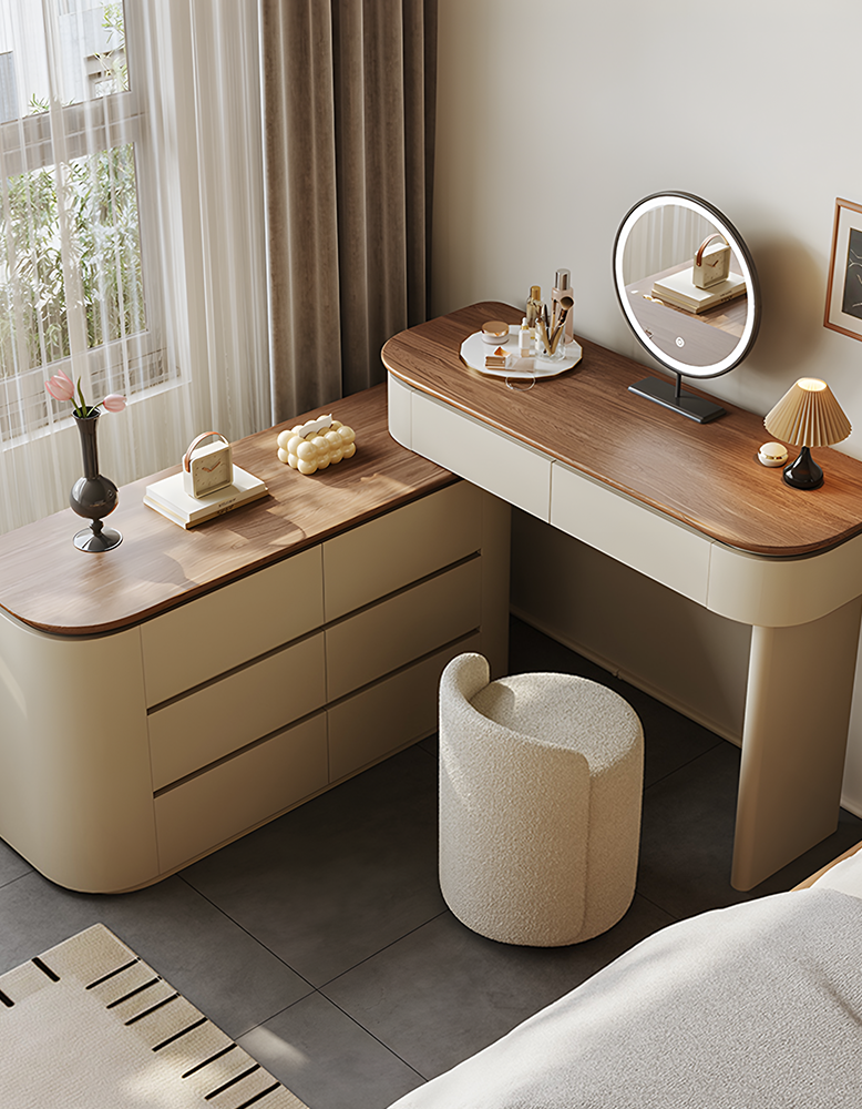 Catalina Corner Dressing Table With Mirror, Solid Wood – DC Concept