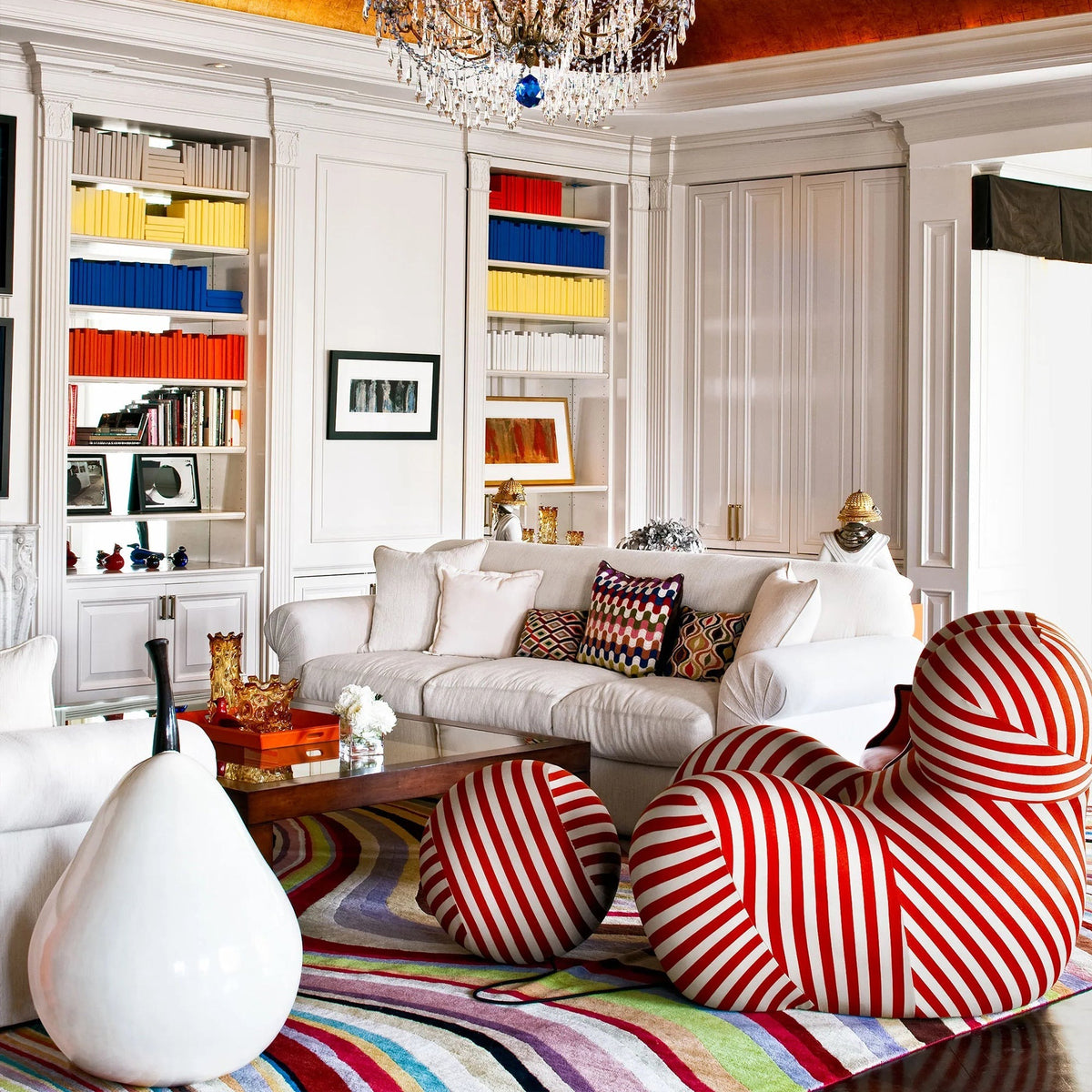 Up50 Armchair With A Ball Stool, Blue&Red – DC Concept