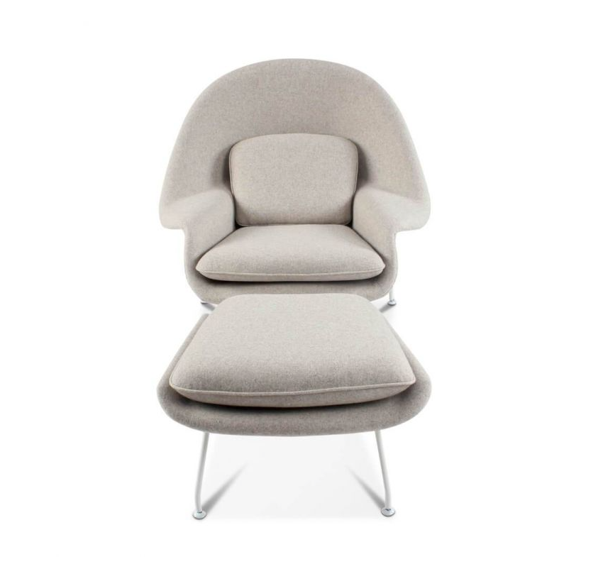 Classic Womb Chair & Ottoman, In Premium Velvet or Linen, Sky Blue – DC ...
